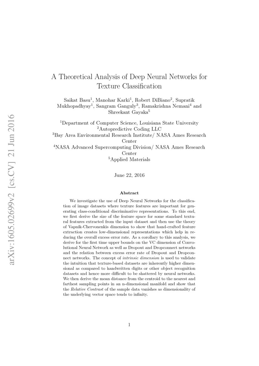 A Theoretical Analysis Of Deep Neural Networks For Texture