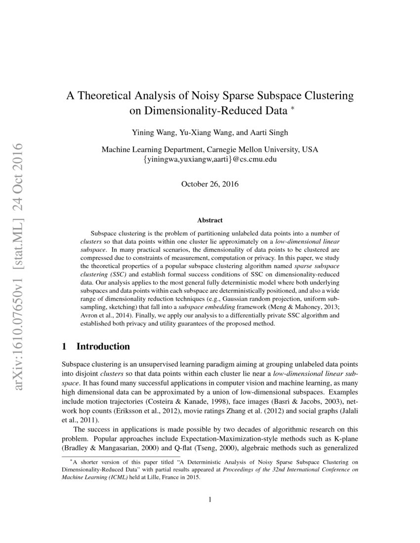 A Theoretical Analysis Of Noisy Sparse Subspace Clustering On 0544