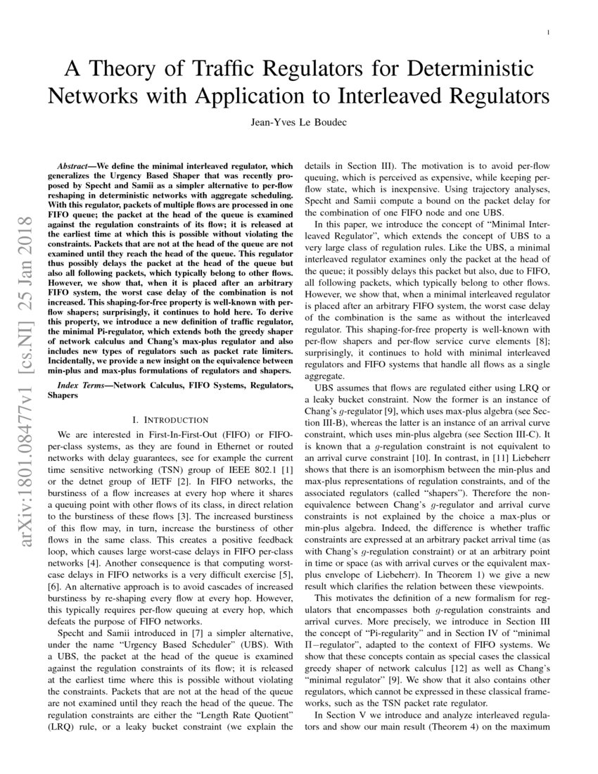 A Theory of Traffic Regulators for Deterministic Networks with ...