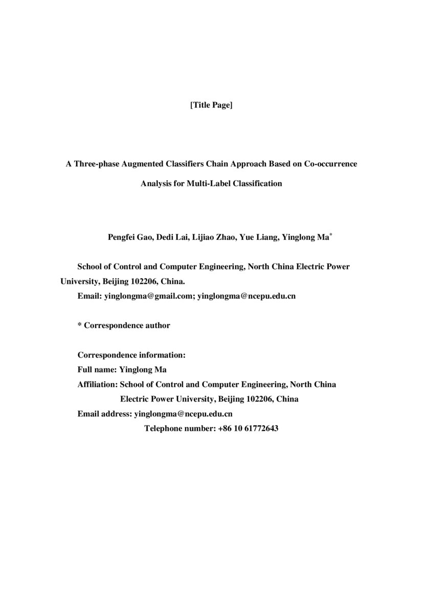 A Three Phase Augmented Classifiers Chain Approach Based On Co Occurrence Analysis For Multi 7367