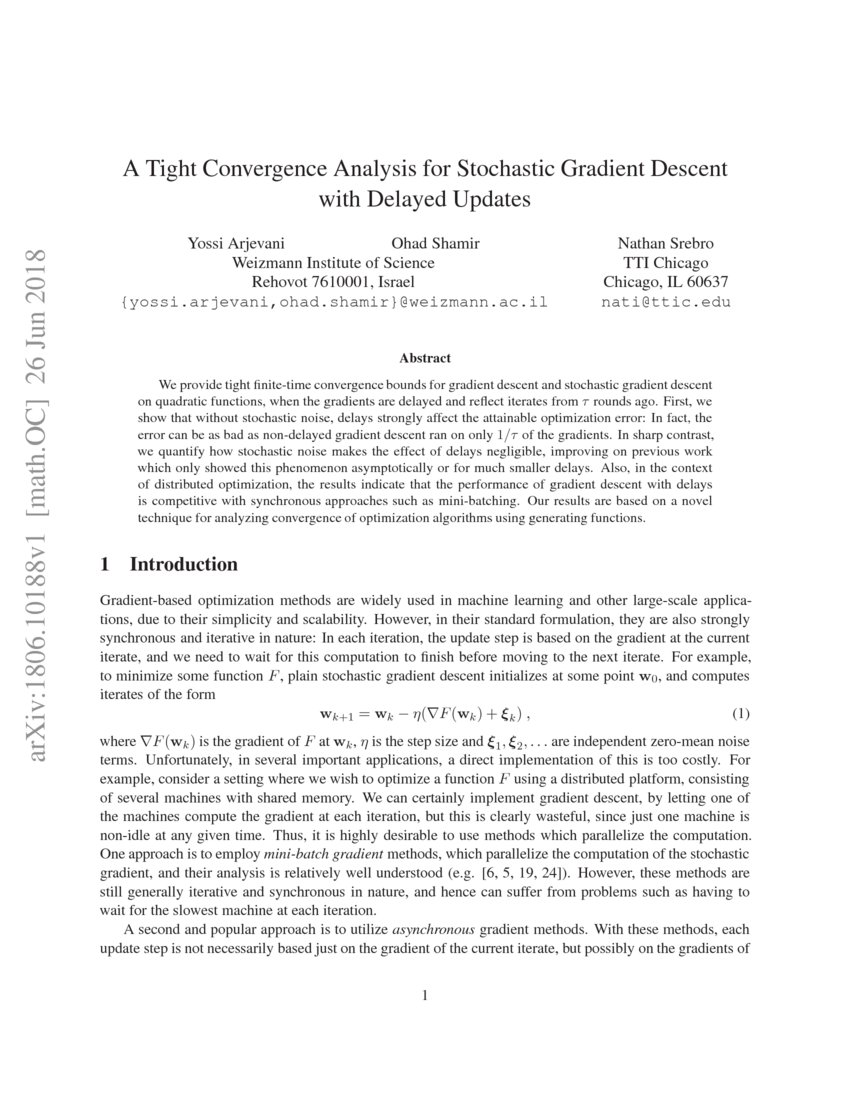 A Tight Convergence Analysis For Stochastic Gradient Descent With Delayed Updates Deepai