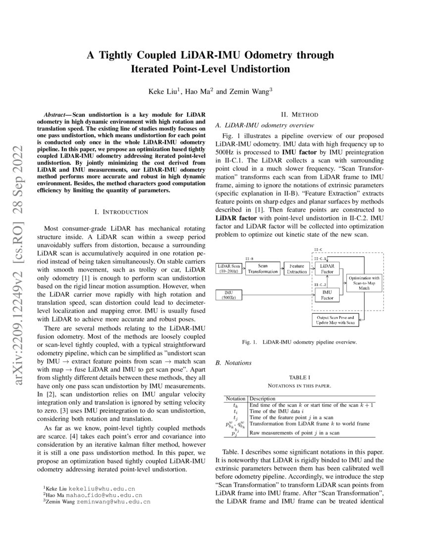 A Tightly Coupled LiDAR-IMU Odometry through Iterated Point-Level Undistortion | DeepAI