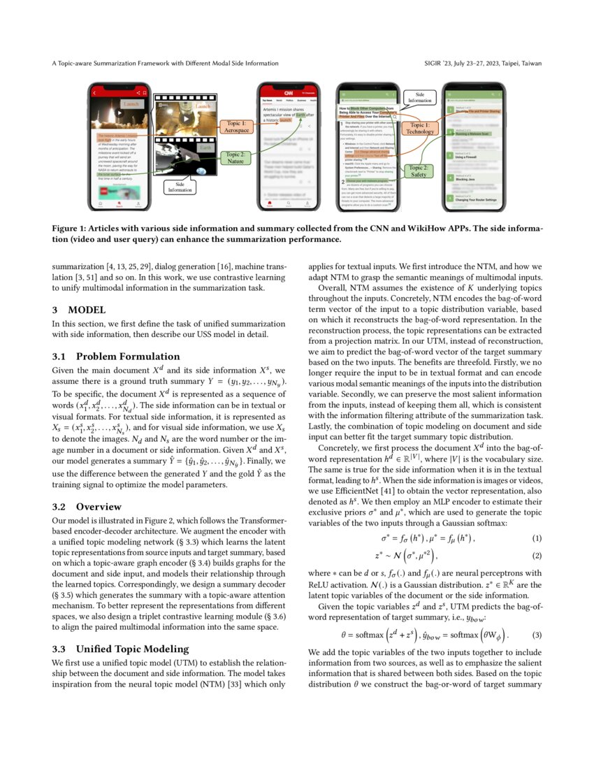 A Topic Aware Summarization Framework With Different Modal Side Information Deepai