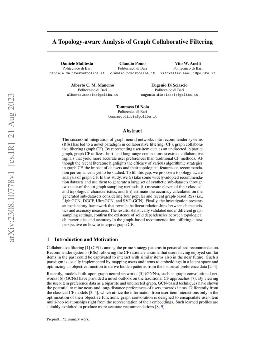 A Topology Aware Analysis Of Graph Collaborative Filtering Deepai