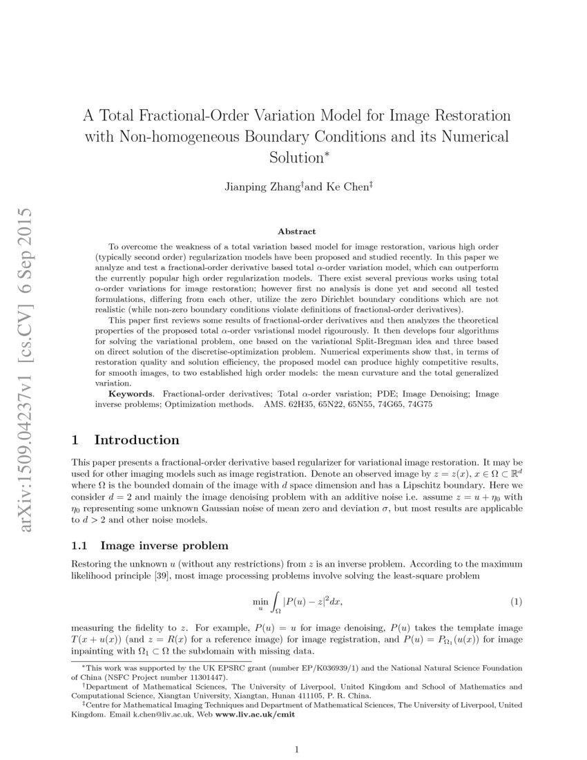 A Total Fractional-Order Variation Model for Image Restoration with Non-homogeneous Boundary ...