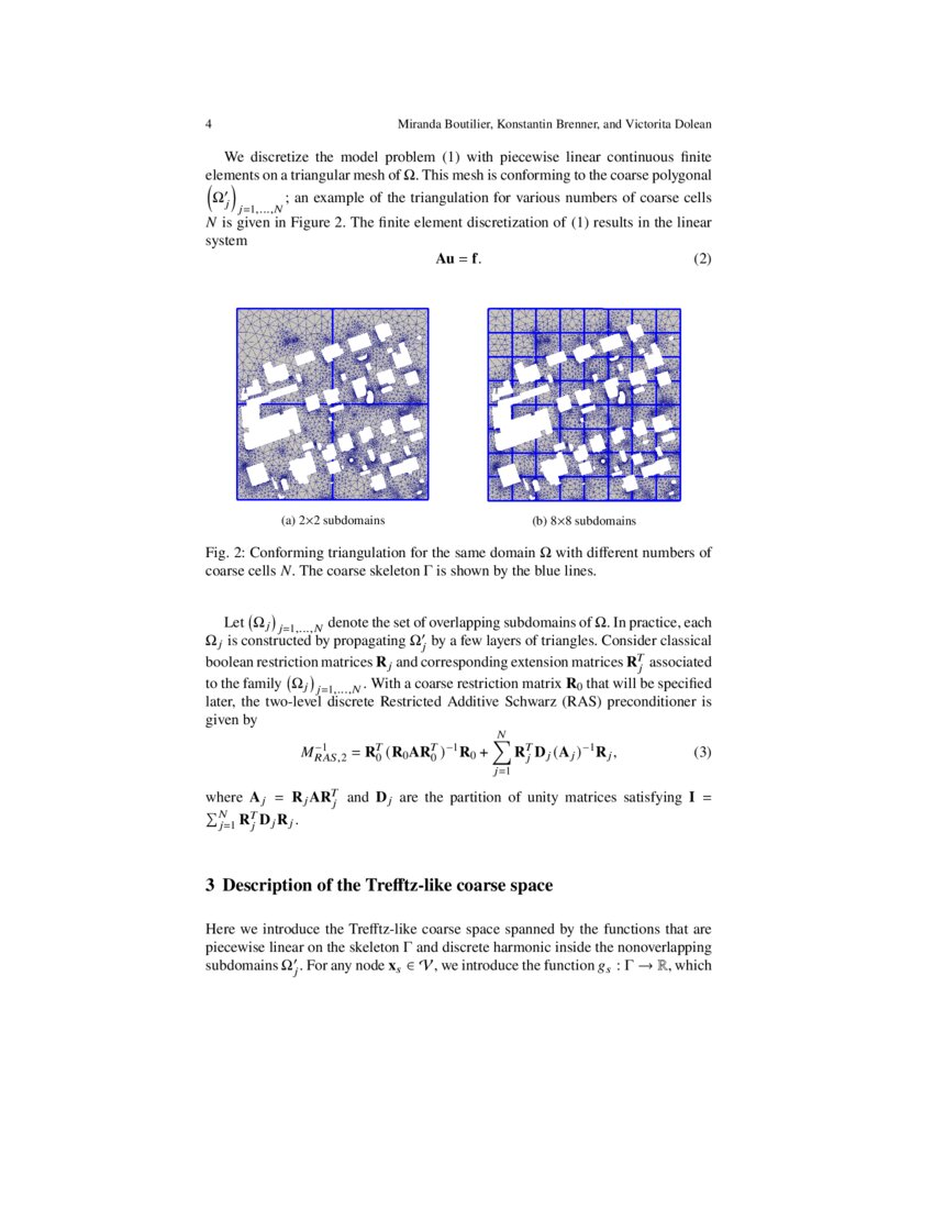A Trefftz Like Coarse Space For The Two Level Schwarz Method On Perforated Domains Deepai
