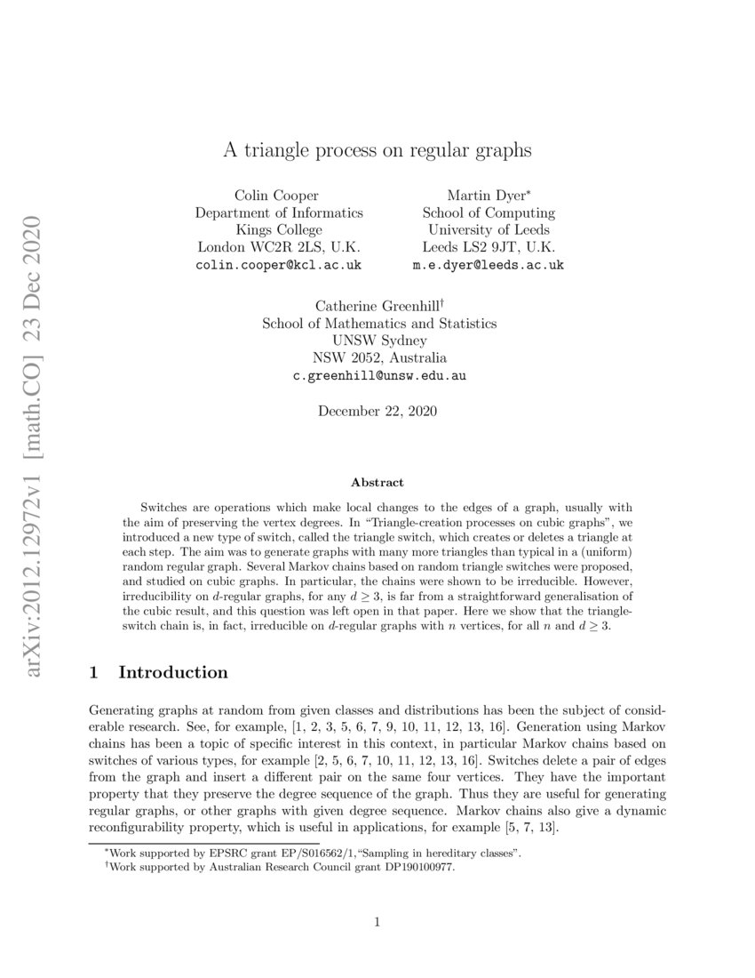 A triangle process on regular graphs | DeepAI