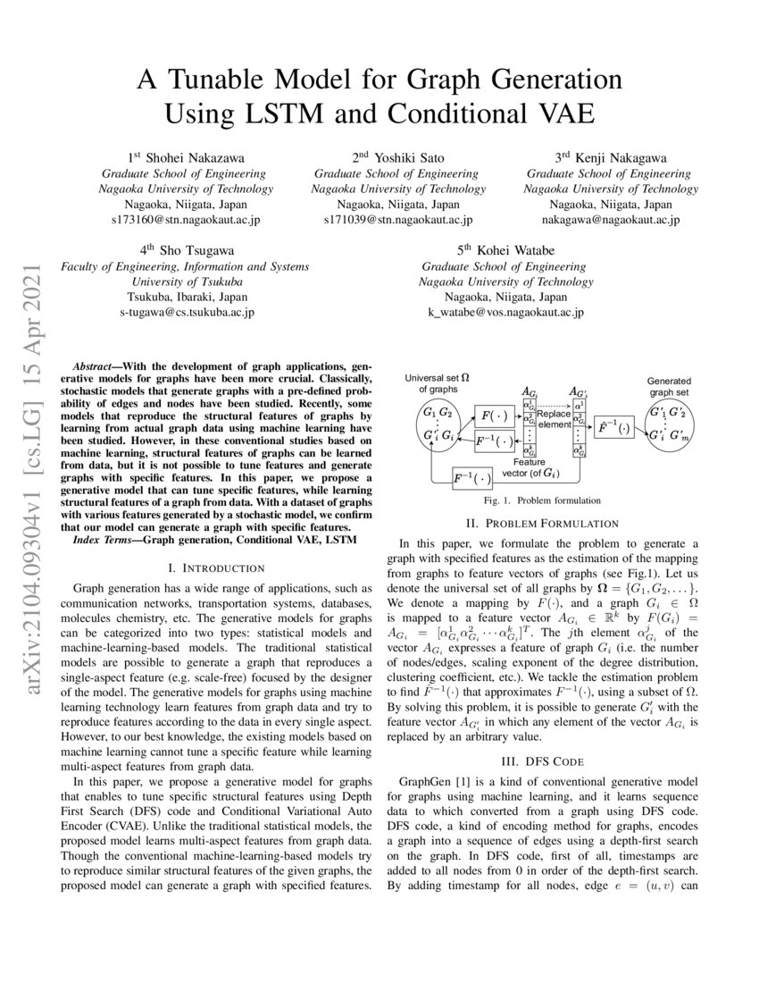 A Tunable Model for Graph Generation Using LSTM and Conditional VAE ...