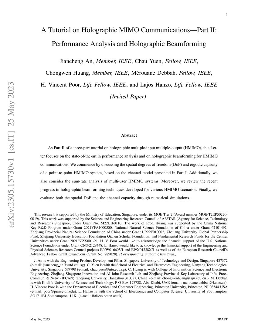 A Tutorial On Holographic Mimo Communications Part Ii Performance Analysis And Holographic