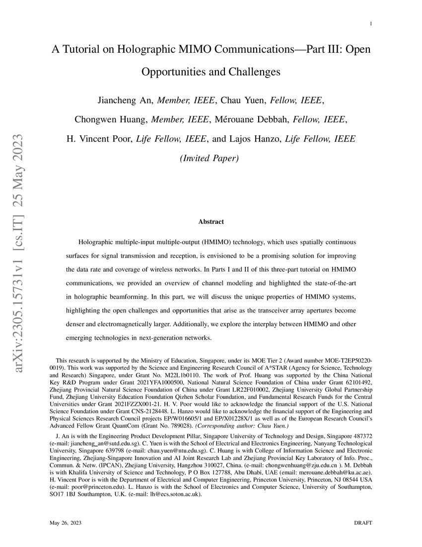 A Tutorial on Holographic MIMO Communications–Part III: Open ...