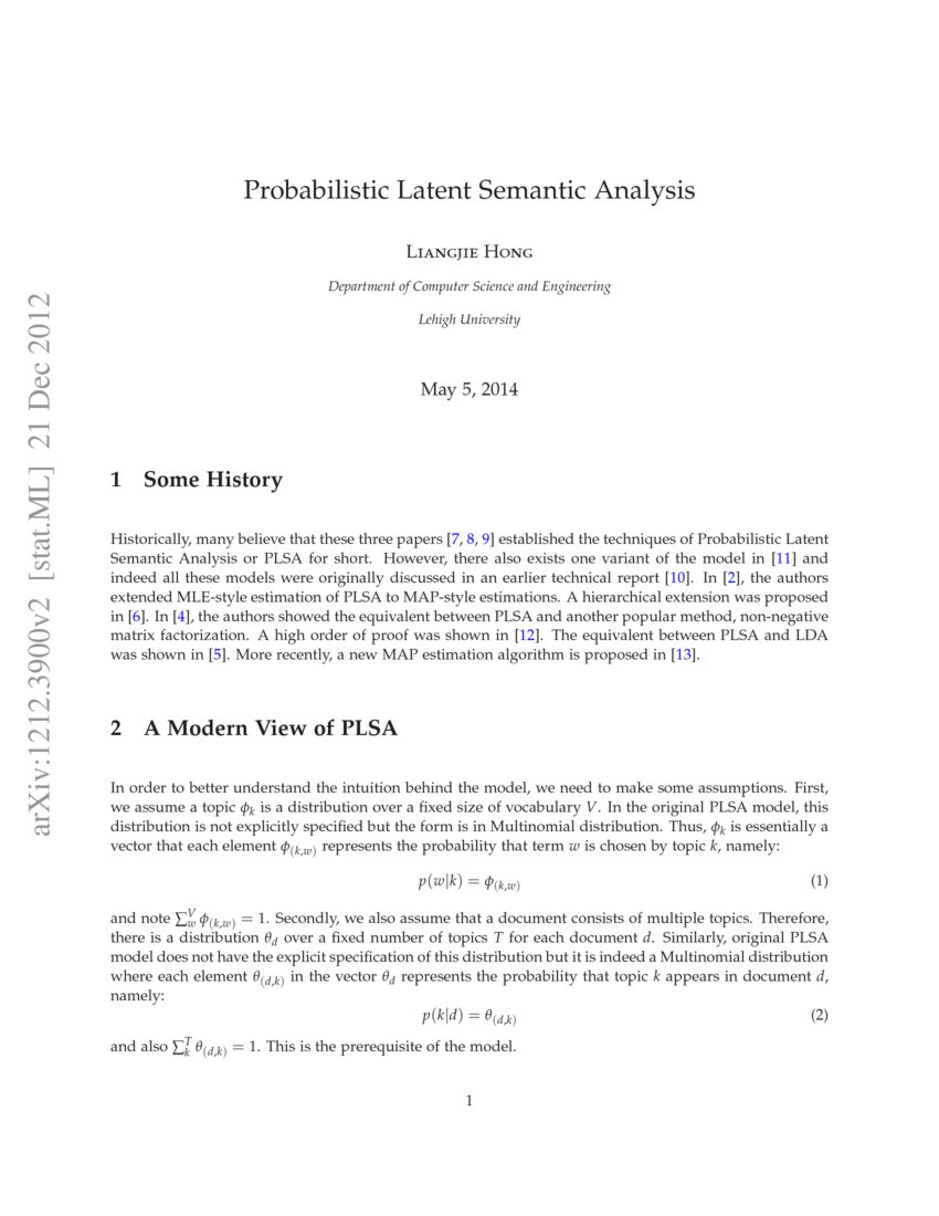 A Tutorial on Probabilistic Latent Semantic Analysis | DeepAI