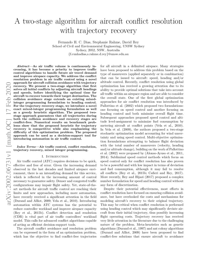 A two-stage algorithm for aircraft conflict resolution with trajectory ...