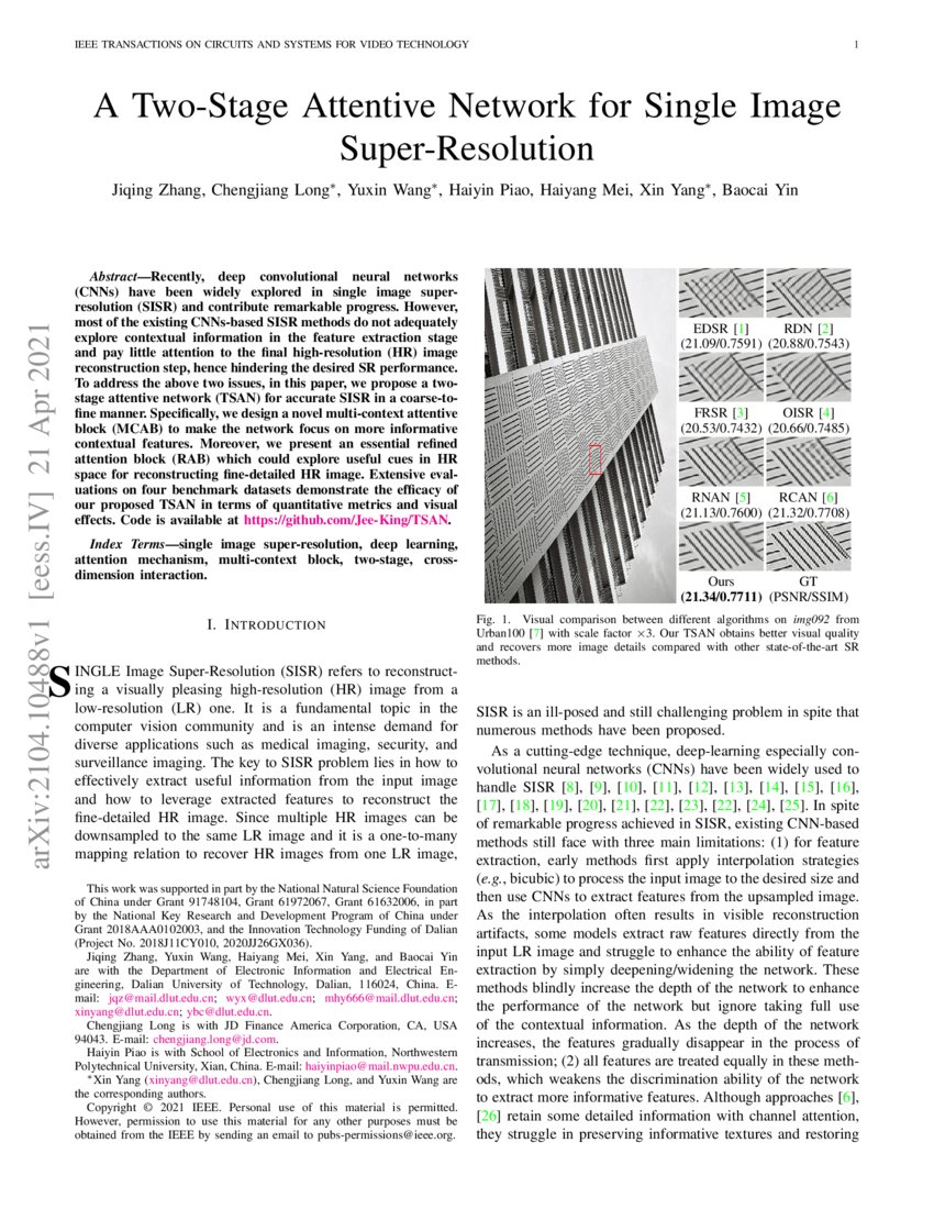 A Two Stage Attentive Network For Single Image Super Resolution Deepai