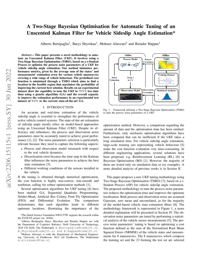 A Two-Stage Bayesian Optimisation for Automatic Tuning of an Unscented ...