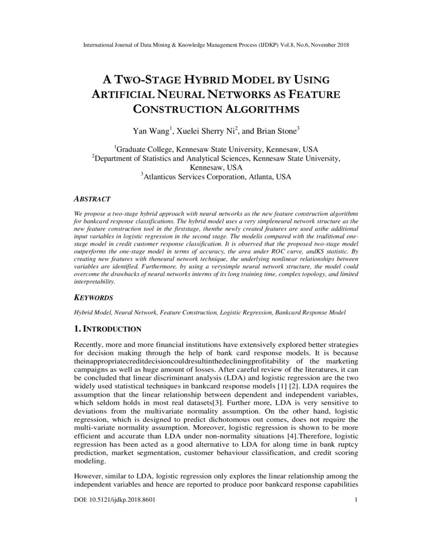 A Two Stage Hybrid Model By Using Artificial Neural Networks As Feature 4346