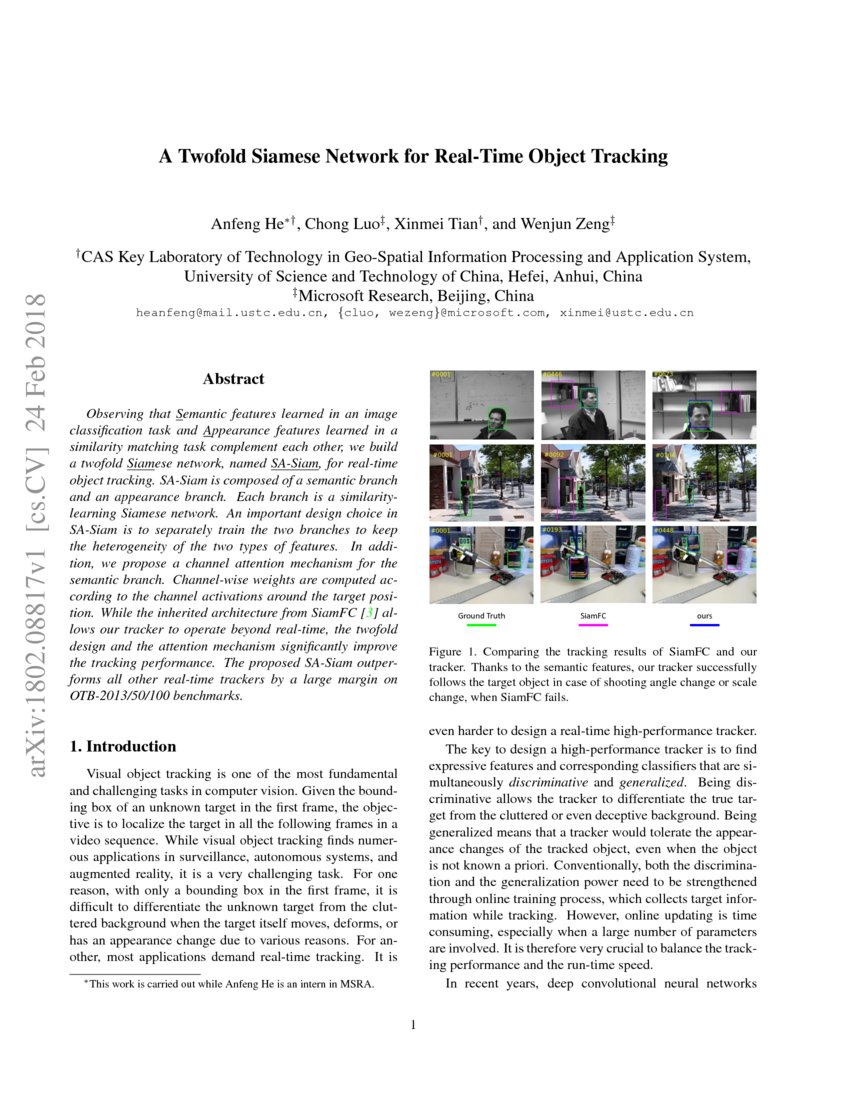 A Twofold Siamese Network for Real-Time Object Tracking | DeepAI