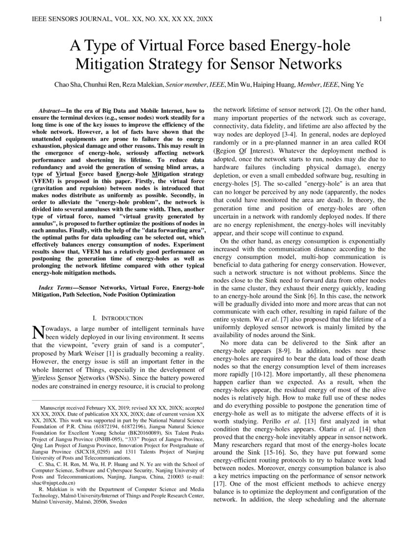 A Type of Virtual Force based Energy-hole Mitigation Strategy for ...