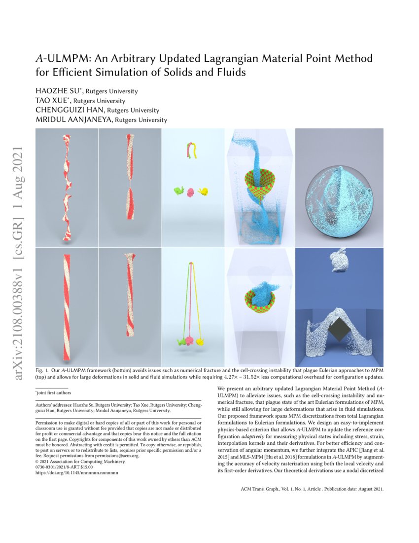A-ULMPM: An Arbitrary Updated Lagrangian Material Point Method for Efficient Simulation of ...