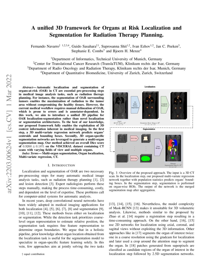 A unified 3D framework for Organs at Risk Localization and Segmentation ...