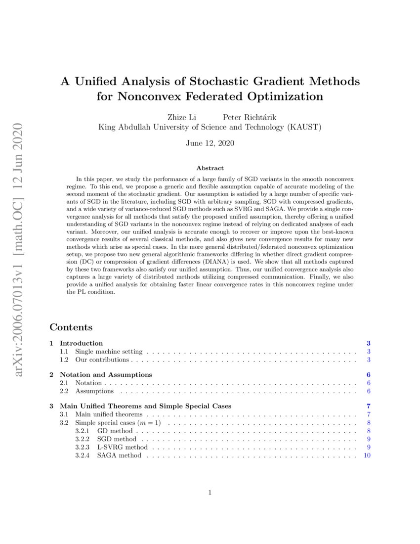 A Unified Analysis Of Stochastic Gradient Methods For Nonconvex Federated Optimization Deepai