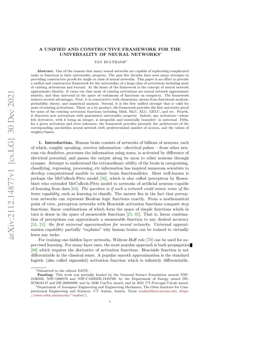 A Unified and Constructive Framework for the Universality of Neural Networks | DeepAI