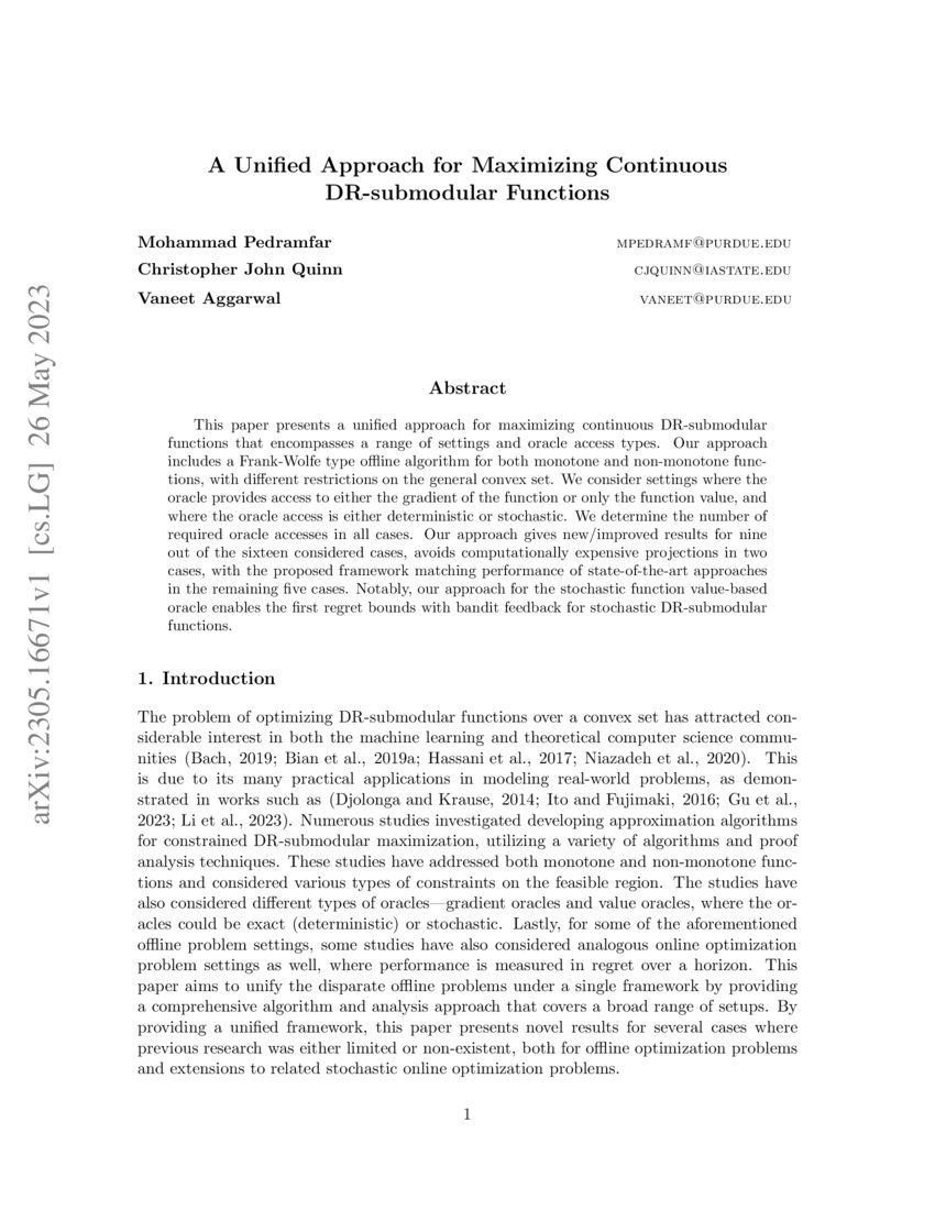 A Unified Approach For Maximizing Continuous Dr Submodular Functions Deepai