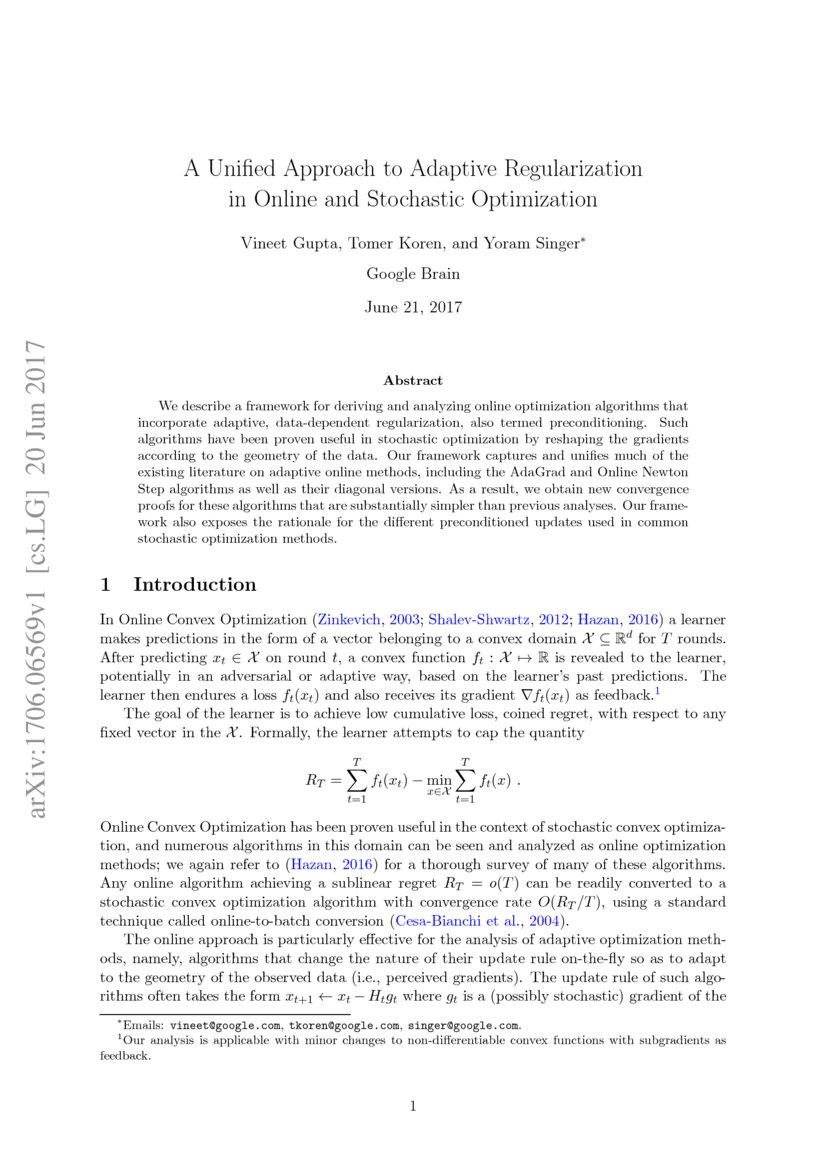 A Unified Approach To Adaptive Regularization In Online And Stochastic Optimization Deepai