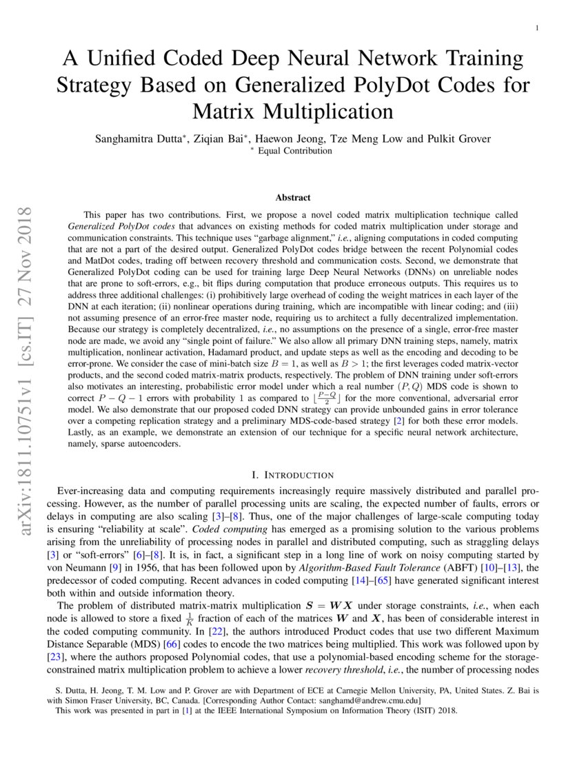 A Unified Coded Deep Neural Network Training Strategy Based On Generalized Polydot Codes For