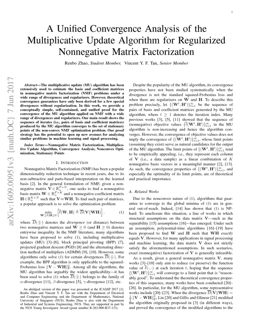 A Unified Convergence Analysis Of The Multiplicative Update Algorithm For Regularized