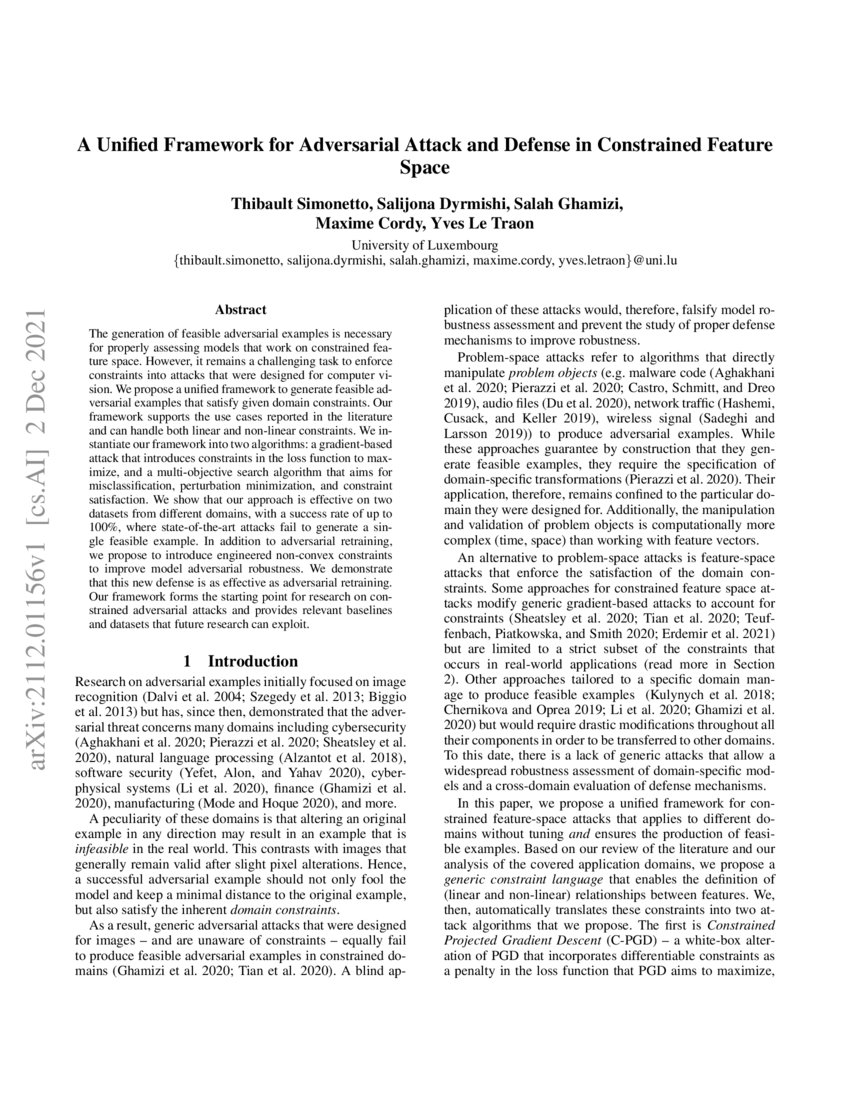A Unified Framework For Adversarial Attack And Defense In Constrained