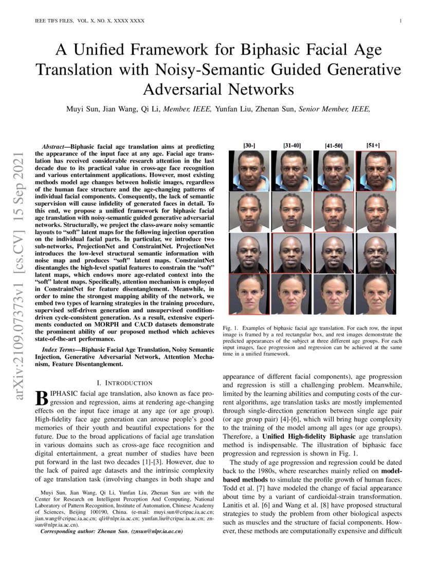 A Unified Framework for Biphasic Facial Age Translation with Noisy-Semantic Guided Generative ...