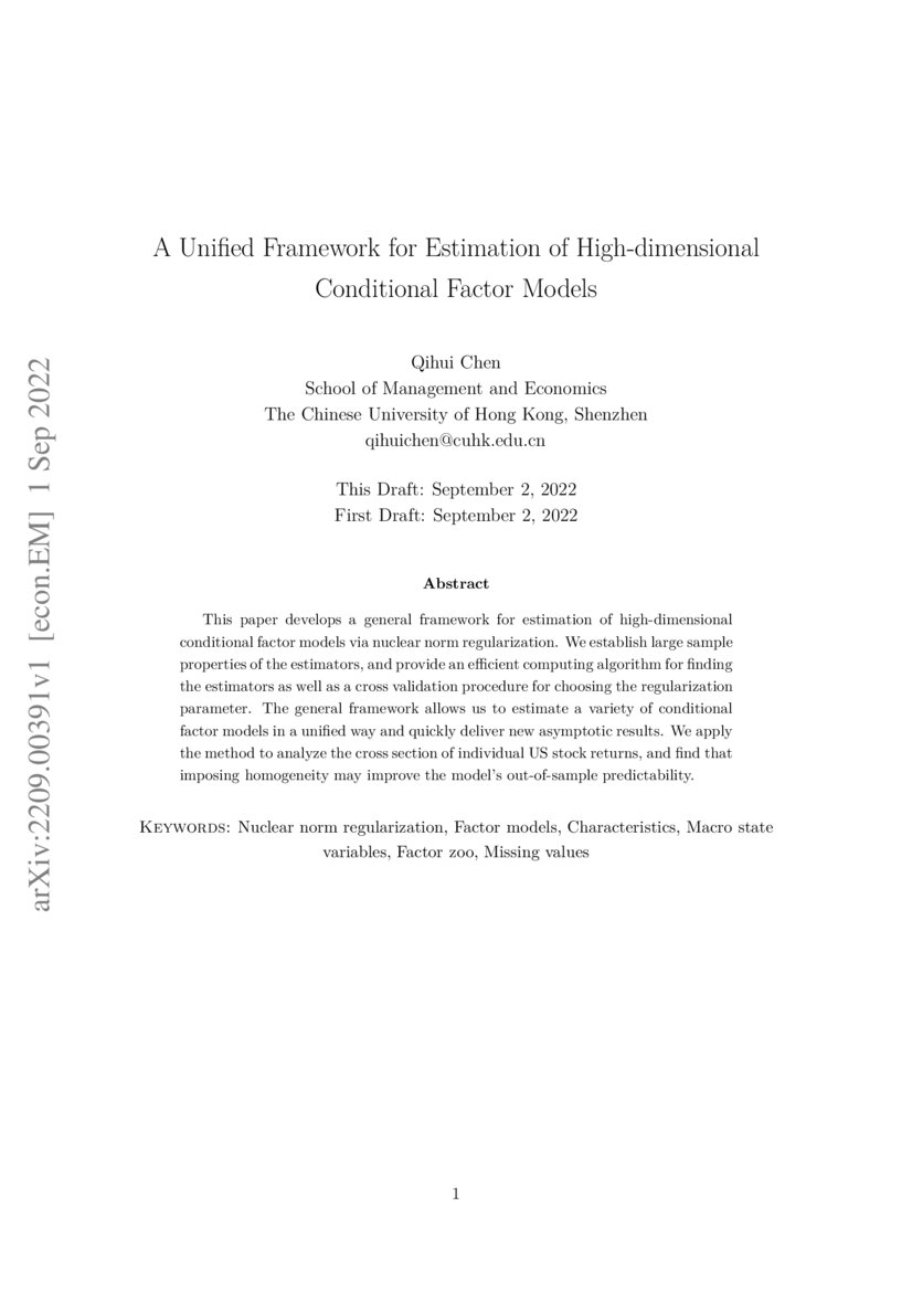 A Unified Framework for Estimation of High-dimensional Conditional ... A Unified Framework for Estimation of High-dimensional Conditional ...