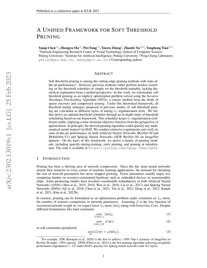 A Unified Framework For Soft Threshold Pruning Deepai