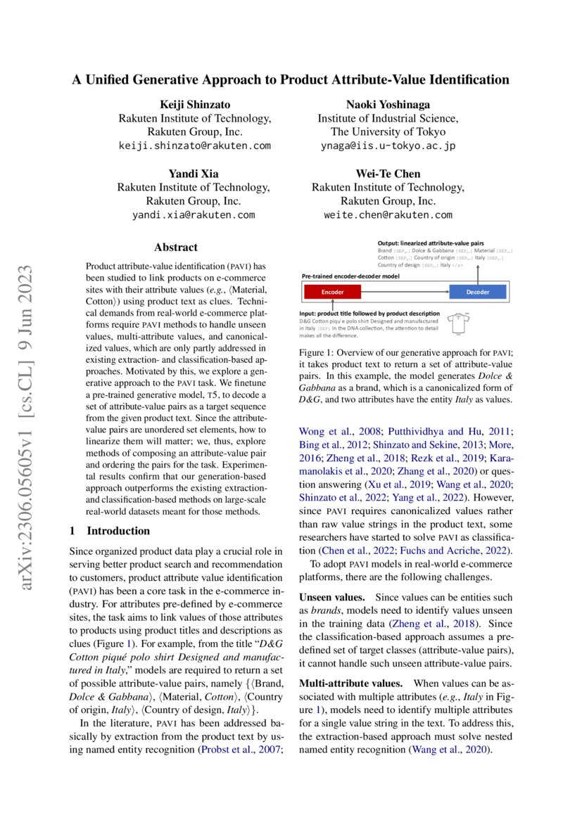 A Unified Generative Approach to Product Attribute-Value Identification | DeepAI