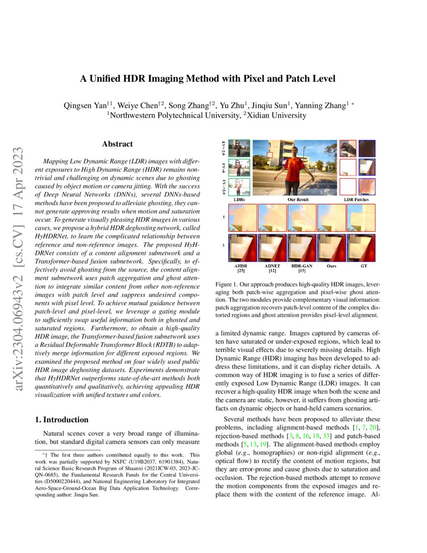 A Unified HDR Imaging Method with Pixel and Patch Level | DeepAI