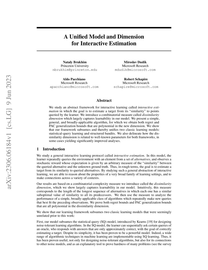 A Unified Model And Dimension For Interactive Estimation Deepai