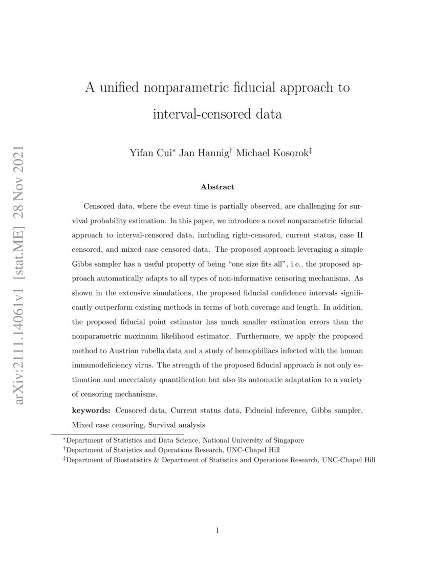 A Unified Nonparametric Fiducial Approach To Interval Censored Data Deepai