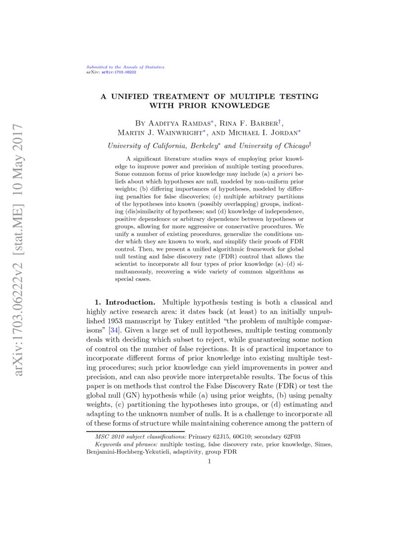 A unified treatment of multiple testing with prior knowledge using the ...