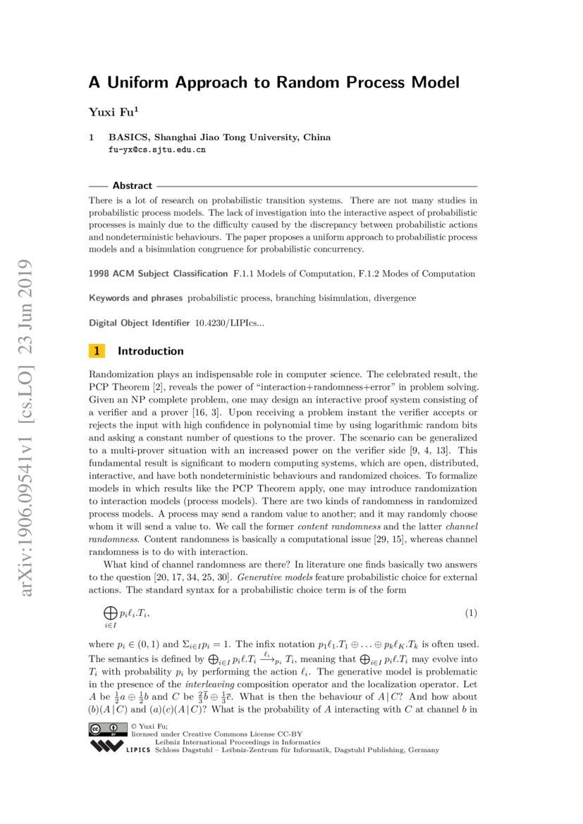 A Uniform Approach to Random Process Model | DeepAI