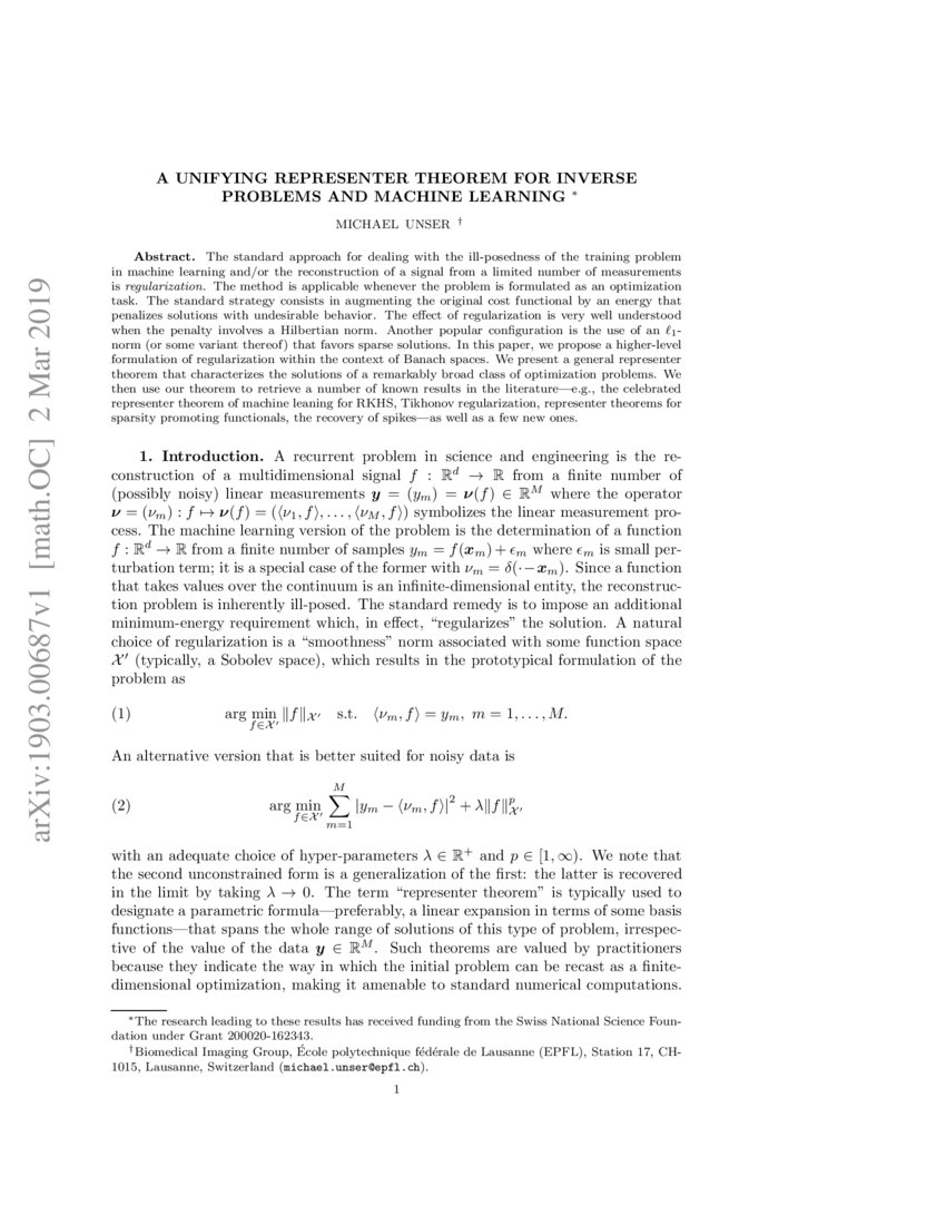 A unifying representer theorem for inverse problems and machine ...