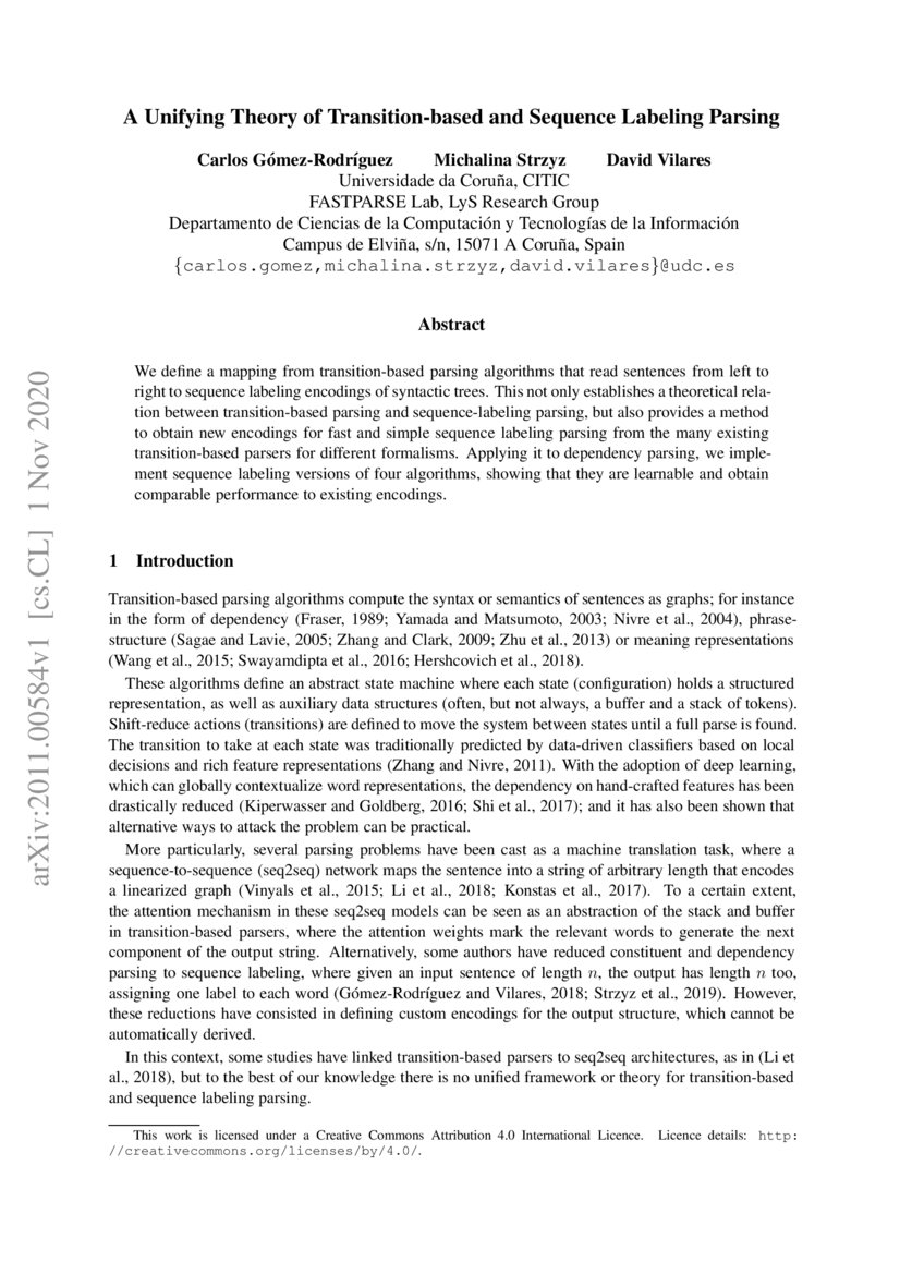 A Unifying Theory Of Transition Based And Sequence Labeling Parsing Deepai 