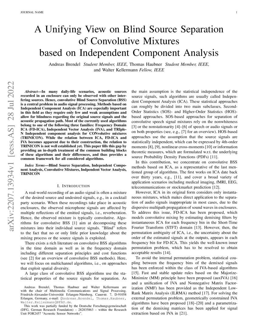 A Unifying View On Blind Source Separation Of Convolutive Mixtures
