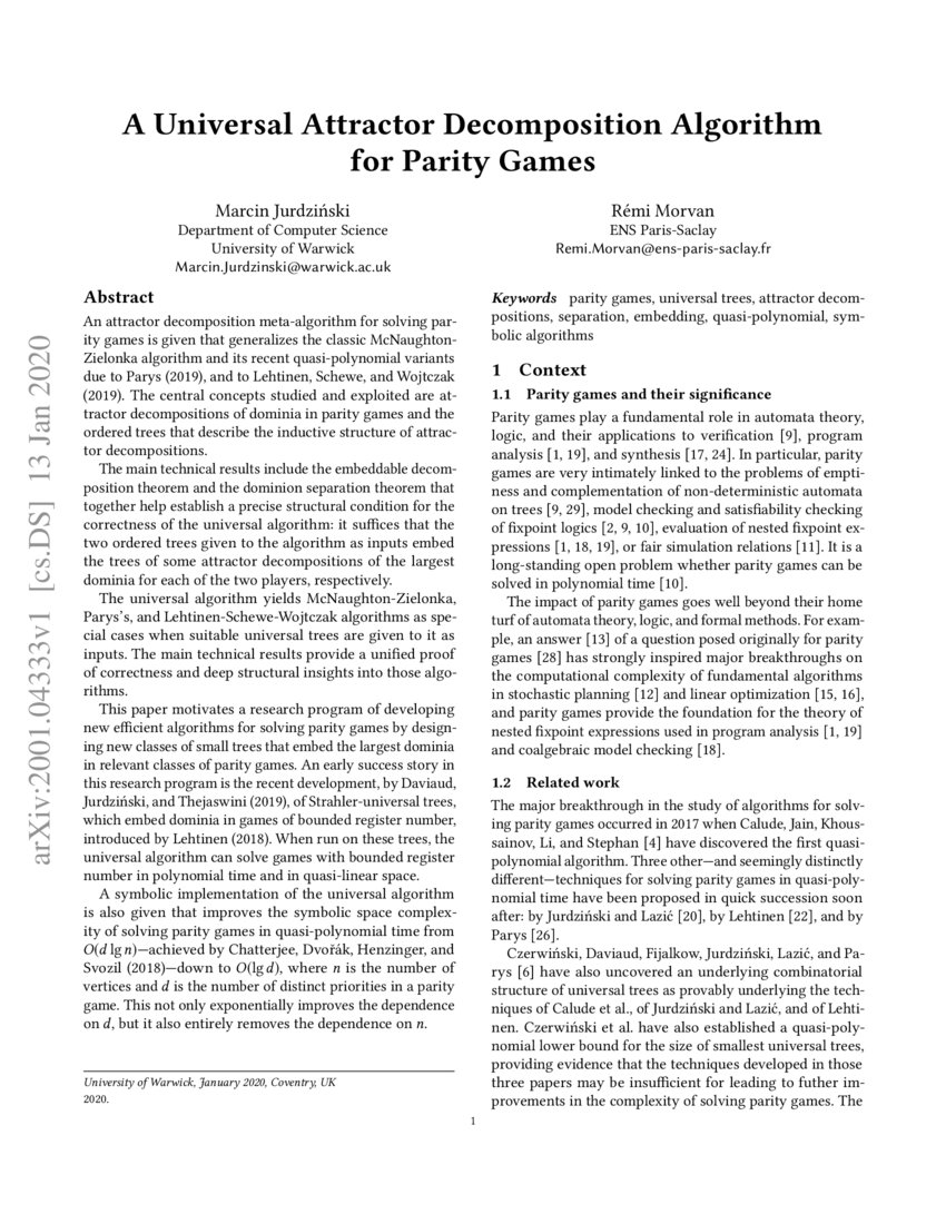 A Universal Attractor Decomposition Algorithm For Parity Games Deepai
