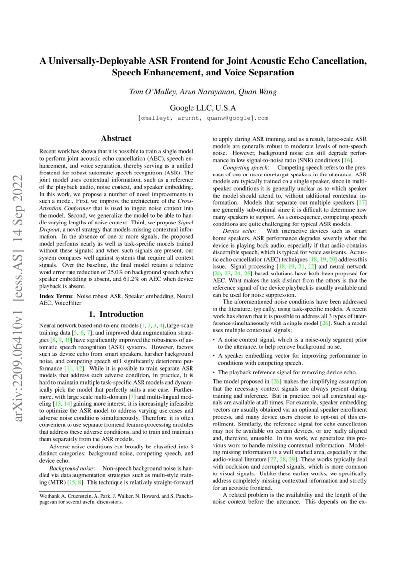 A Universally Deployable Asr Frontend For Joint Acoustic Echo