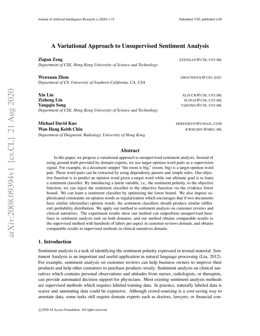 A Variational Approach To Unsupervised Sentiment Analysis Deepai 4173
