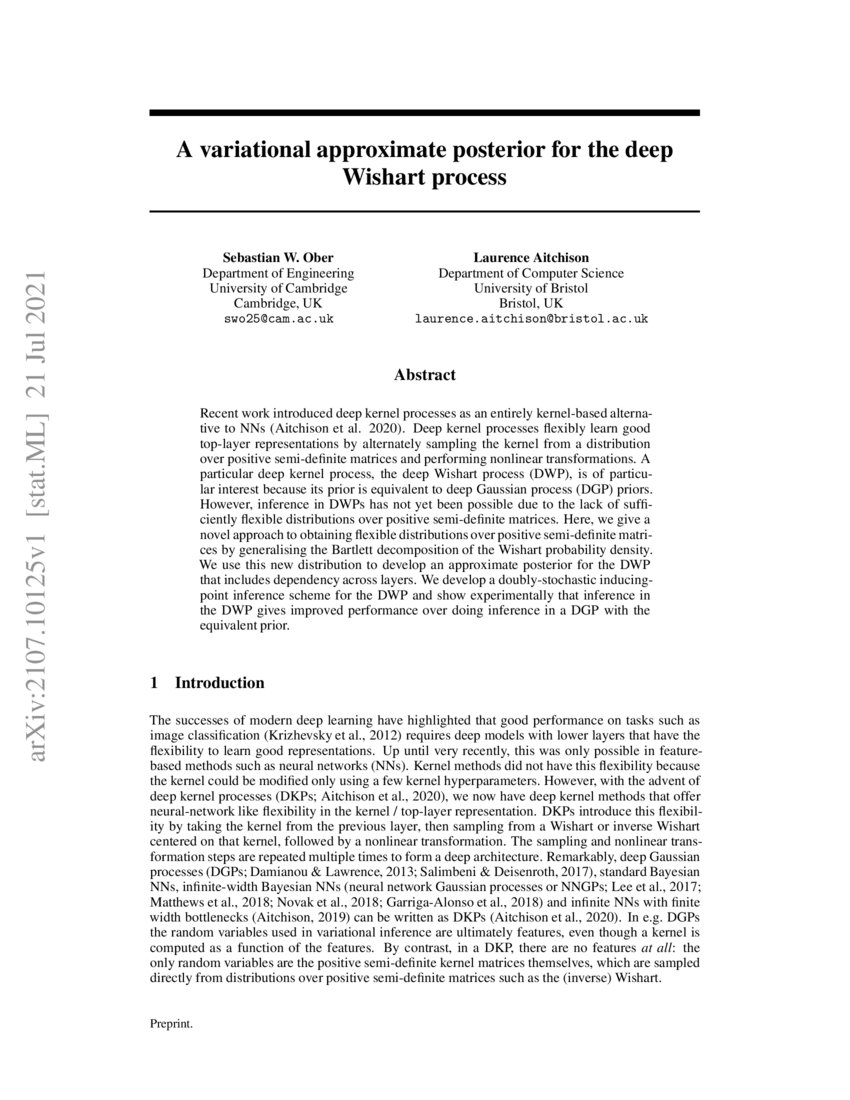 A Variational Approximate Posterior For The Deep Wishart Process Deepai