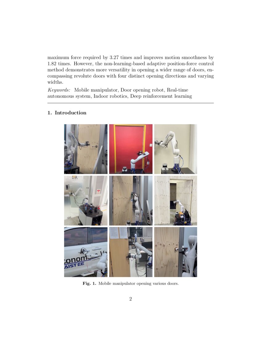 A Versatile Door Opening System with Mobile Manipulator through Adaptive Position-Force Control ...