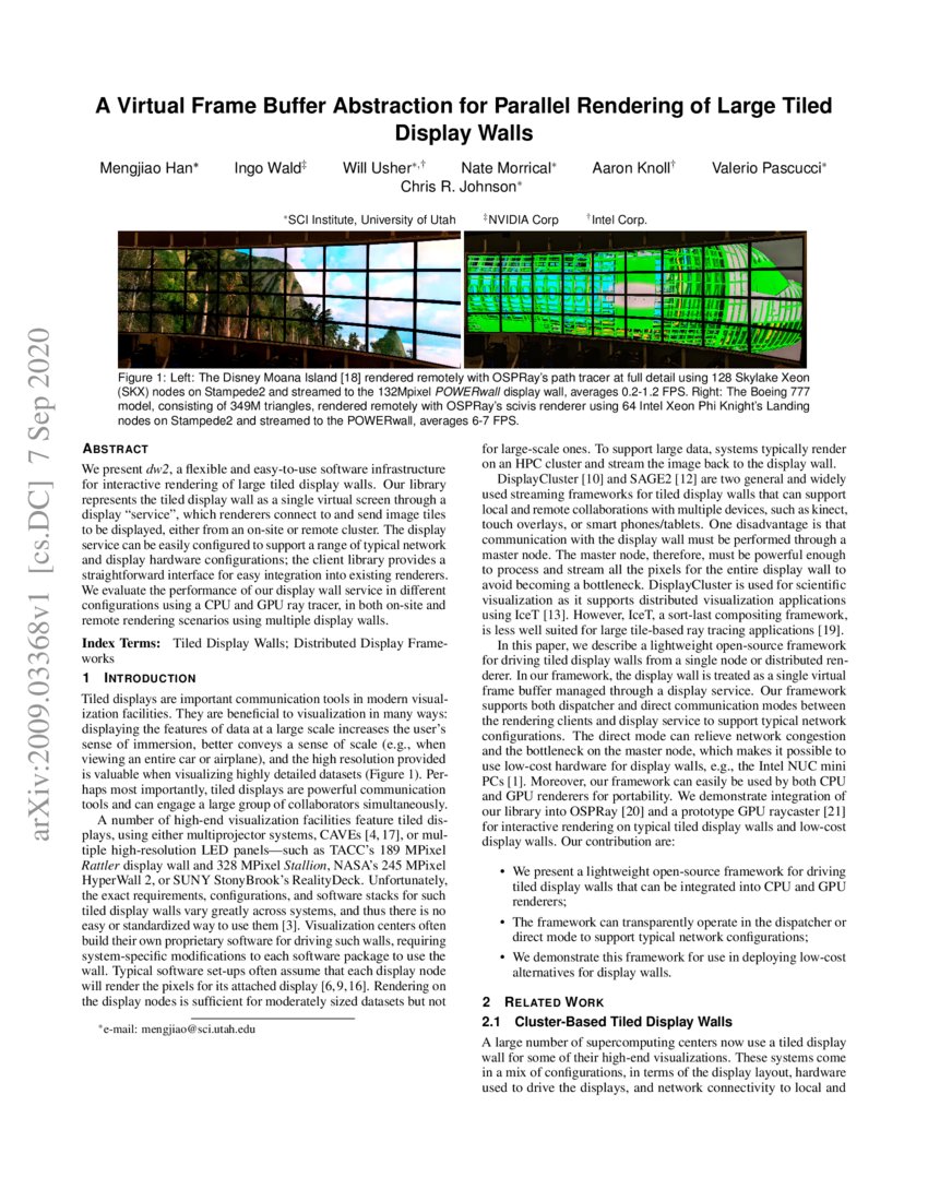 A Virtual Frame Buffer Abstraction for Parallel Rendering of Large Tiled Display Walls | DeepAI