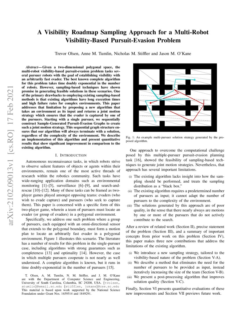 A Visibility Roadmap Sampling Approach For A Multi Robot Visibility Based Pursuit Evasion