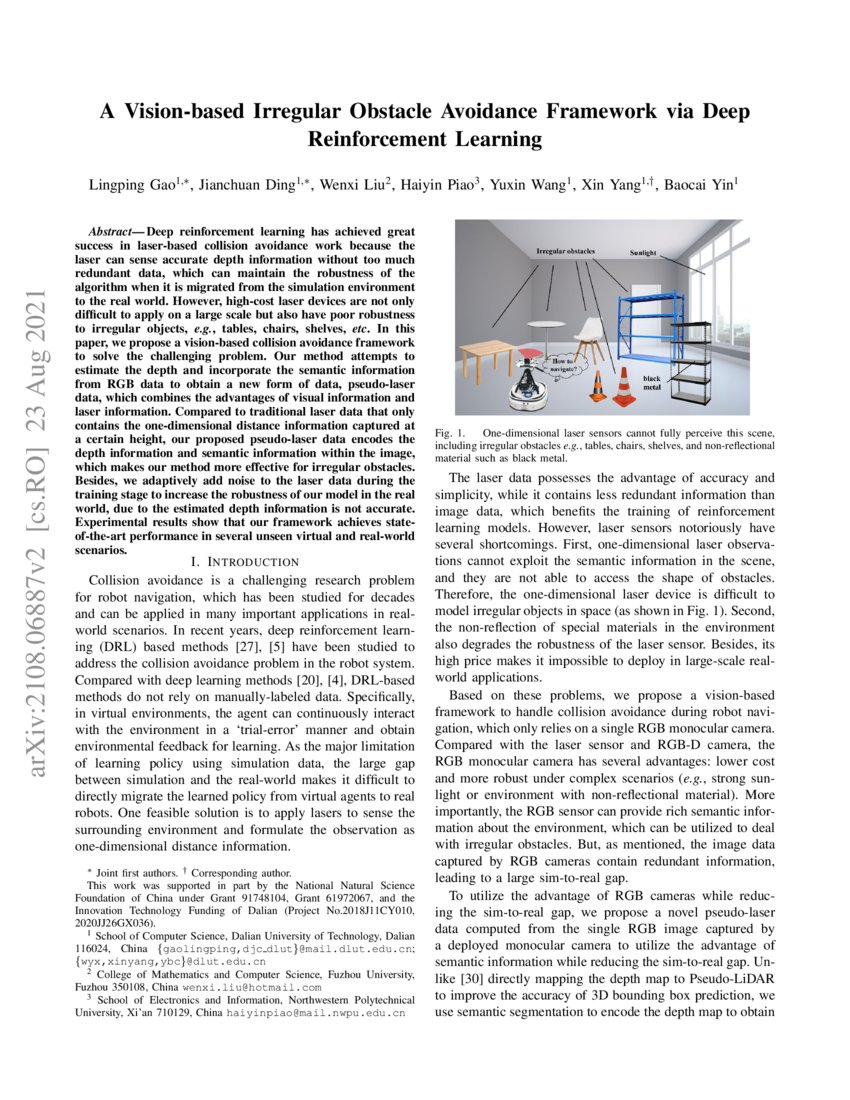 A Vision Based Irregular Obstacle Avoidance Framework Via Deep Reinforcement Learning Deepai